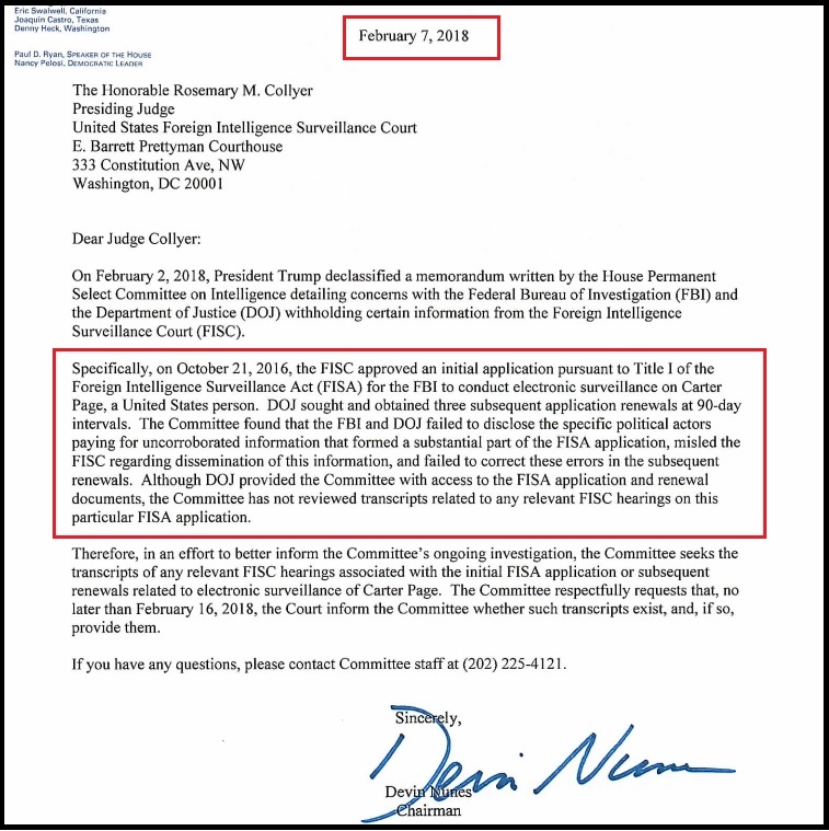 December 17, 2019 - Devin Nunes questions FISC presiding judge Rosemary ...