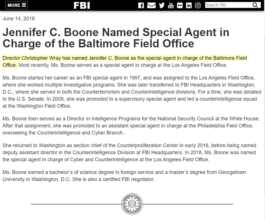 June 14, 2019 - Wray promotes Jennifer Boone after she oversees Page ...